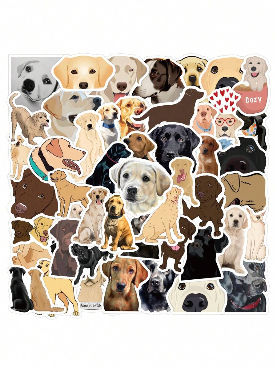 60pcs Labrador Retriever Stickers Vinyl Waterproof Aesthetic Cute ...