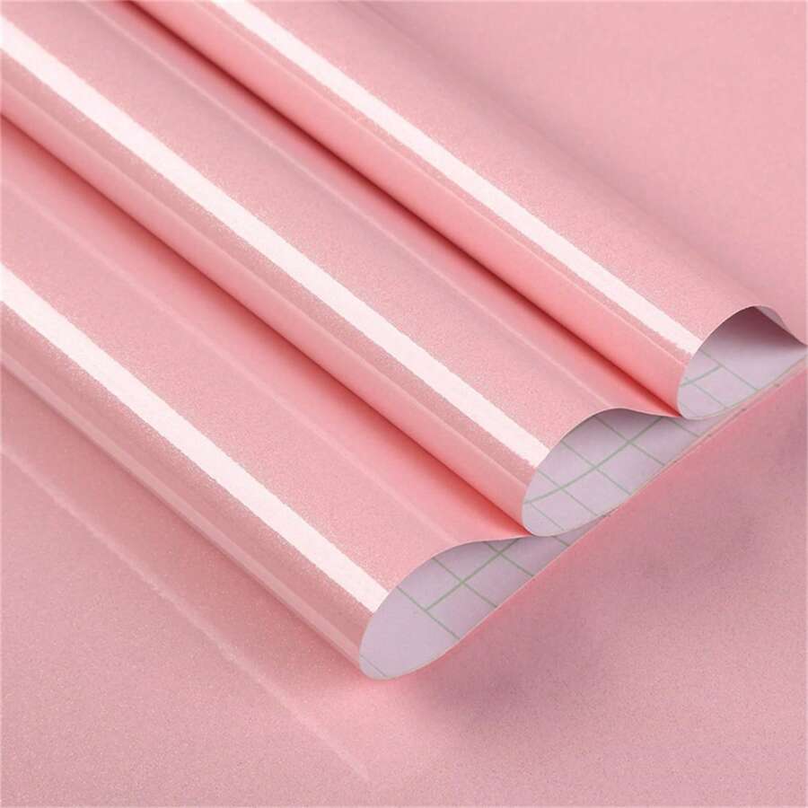 1 Roll Self-Adhesive Pink Wallpaper Waterproof Moisture-Proof Wall ...