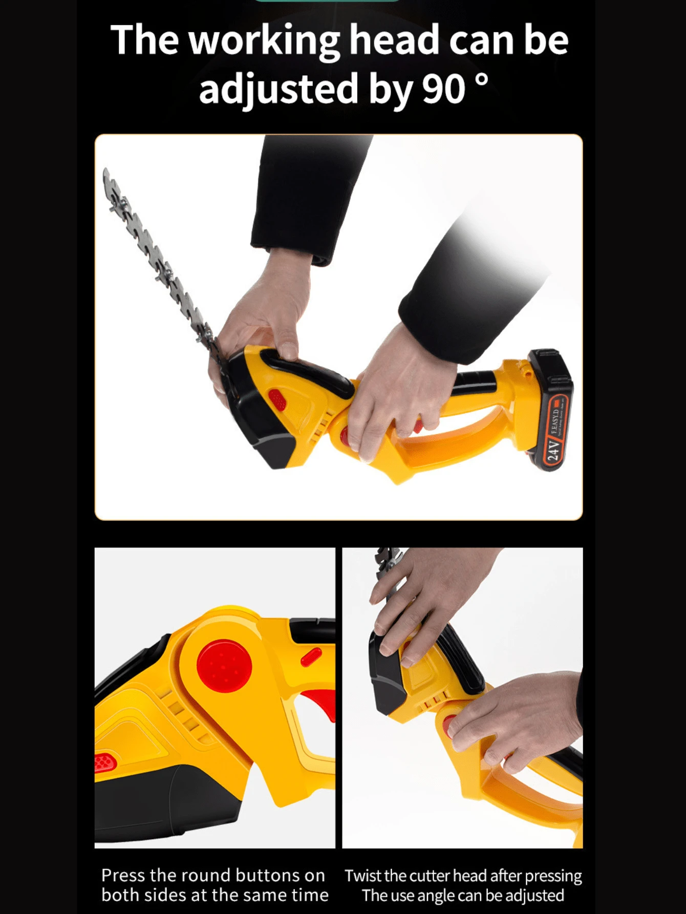 24V Hedge Trimmer Cordless & Grass Shear, 2 In 1 Handheld Shrub Trimmer ...