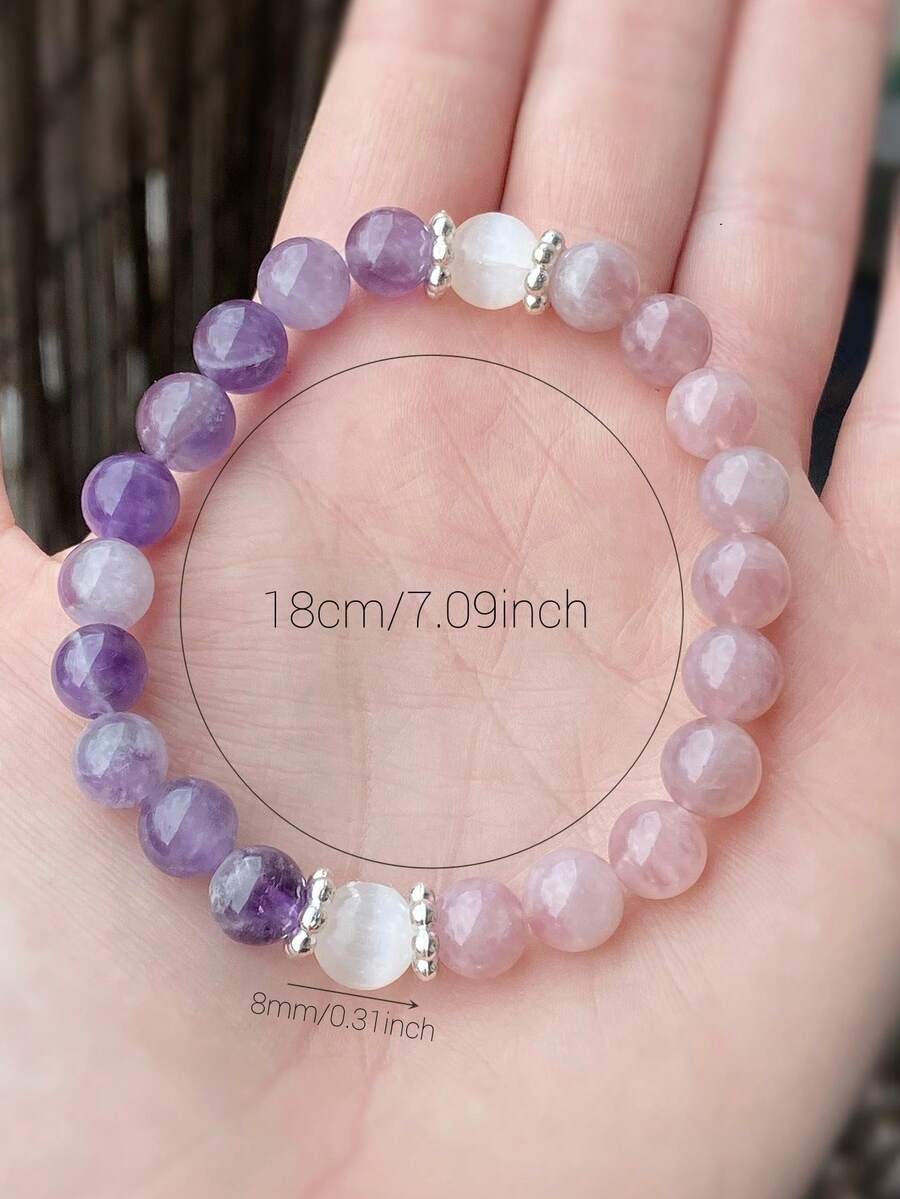 1pc 8mm Dream Amethyst And Rose Quartz Energy Bracelet,Healing Crystals ...