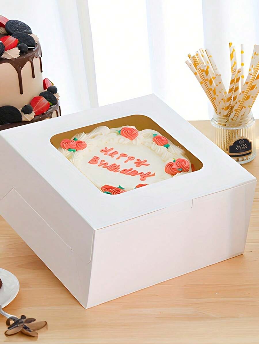 1/5pcs Disposable Cake Container Cake Box With Lid, Including Round ...