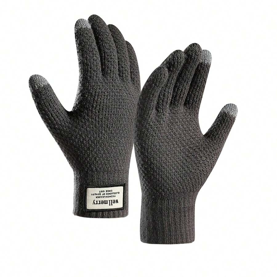 Generic 1 Pair Gloves Knitted Elastic Full Fingers Thickened Touch ...