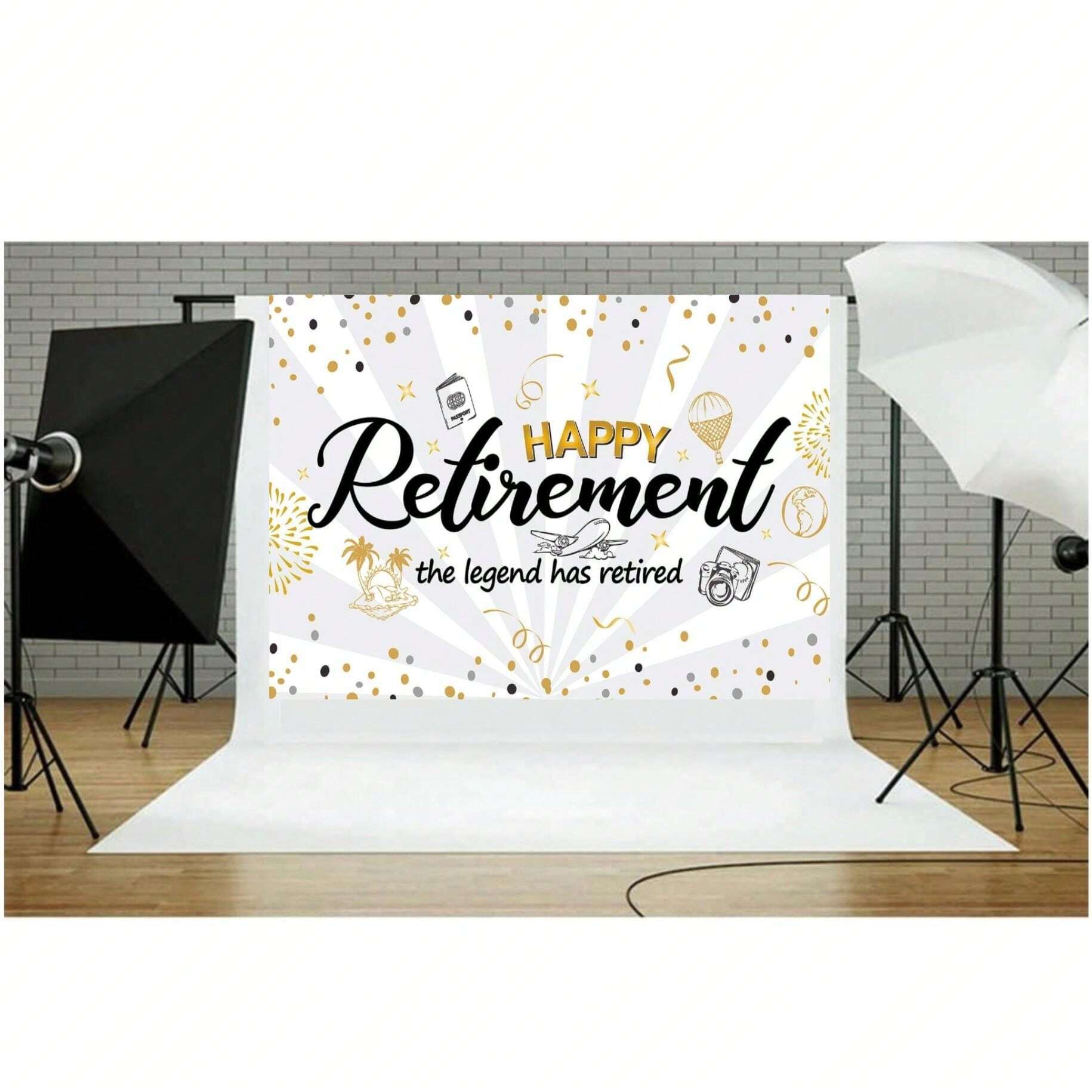 Retirement Party Decorations Background Black And Gold Sign Retirement ...