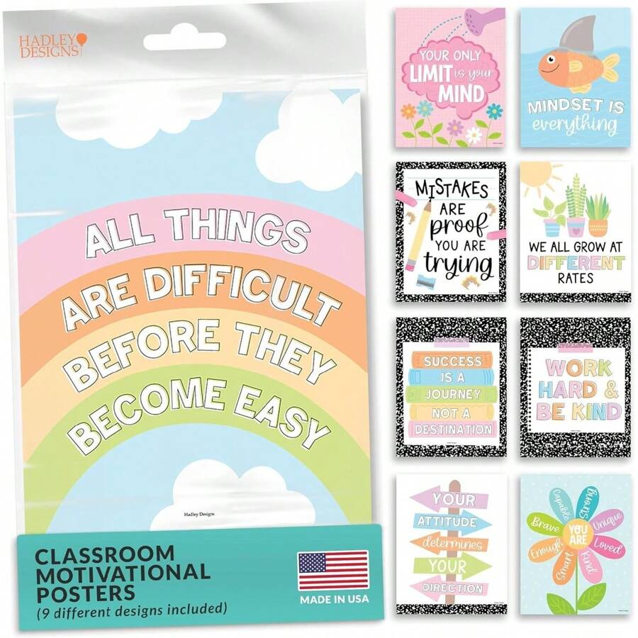 9 Colorful Classroom Motivational Posters For Classroom Decor ...