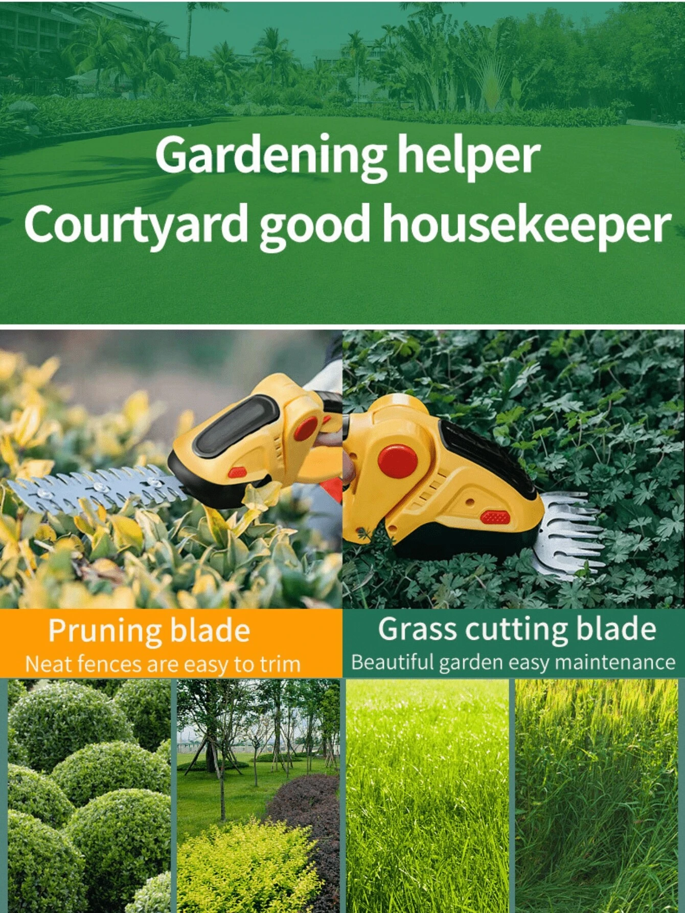 24V Hedge Trimmer Cordless & Grass Shear, 2 In 1 Handheld Shrub Trimmer ...