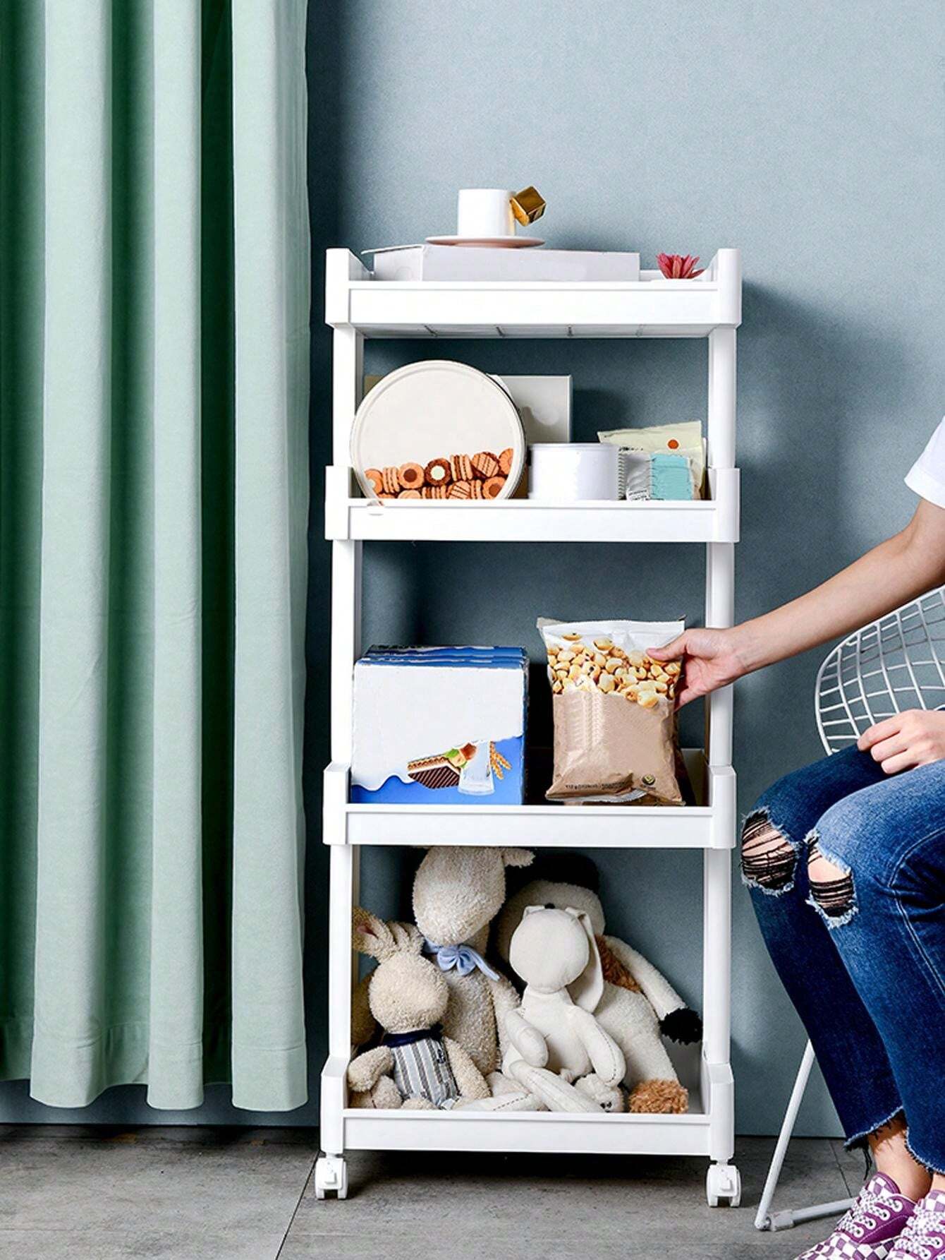 Multi-Layer Bathroom Cosmetics White Plastic Rack, Double-Sided Items ...