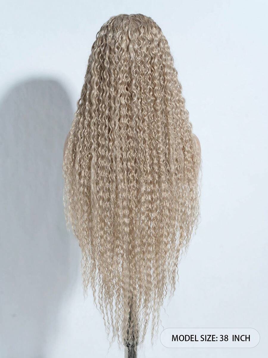 38 Inch Synthetic Lace Front Wig Long Curly Hair Blonde And Dark Brown ...