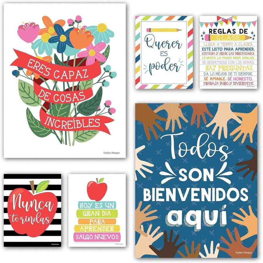6 Colorful Spanish Classroom Posters Middle School - Spanish Classroom ...