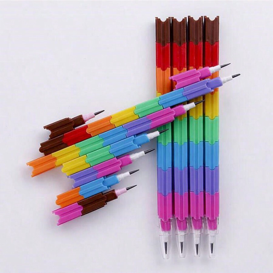 4pcs Multifunctional Creative Rainbow Detachable Building Block Pencils ...