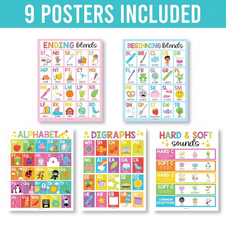 9 Colorful Sound Wall Classroom Phonics Posters For Classroom Wall ...