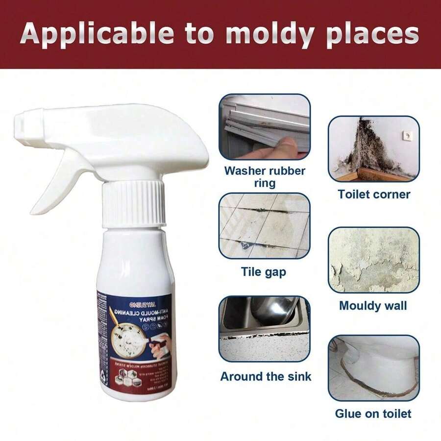 1/2pcs 60ml Foam Anti-Mildew Spray, Mildew Stain Remover Cleaner, Grease Foam Remover, Removes ...
