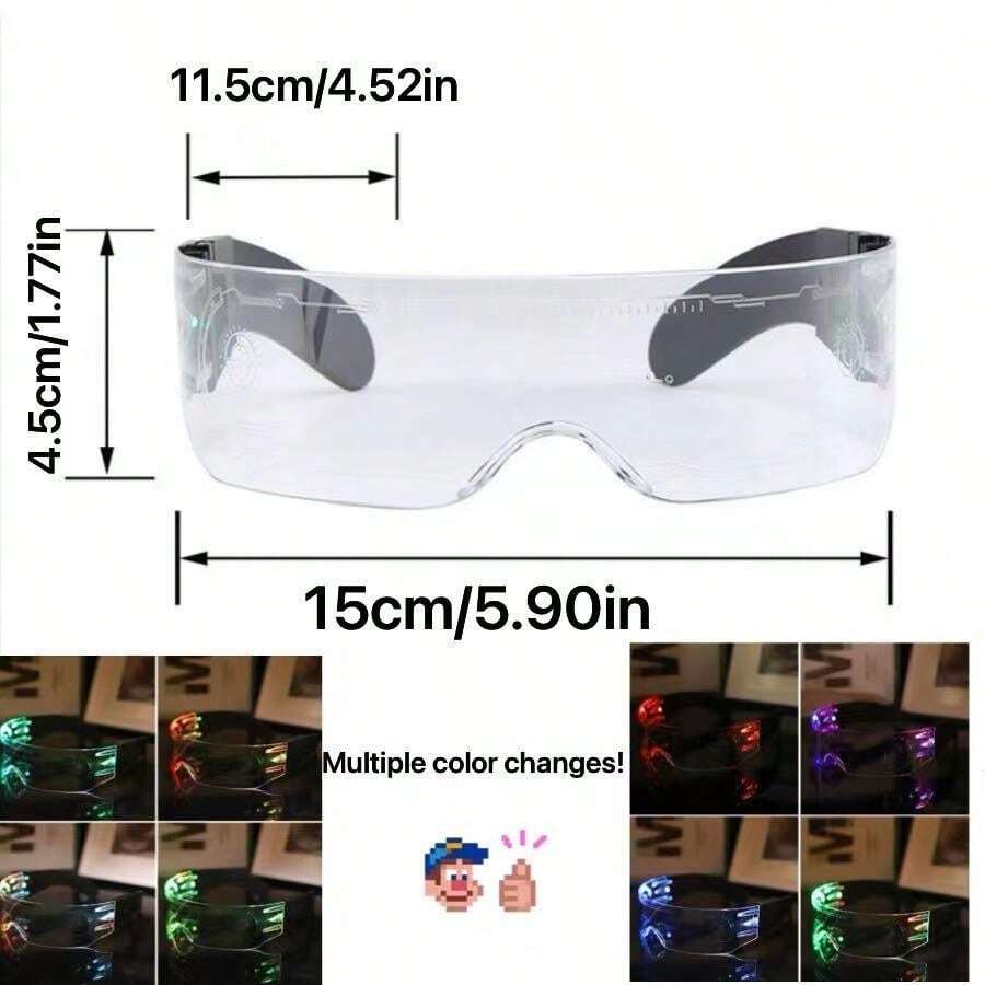 1pc Futuristic Party Glasses With 7 Colors LED Lights - Unique Sci-Fi ...