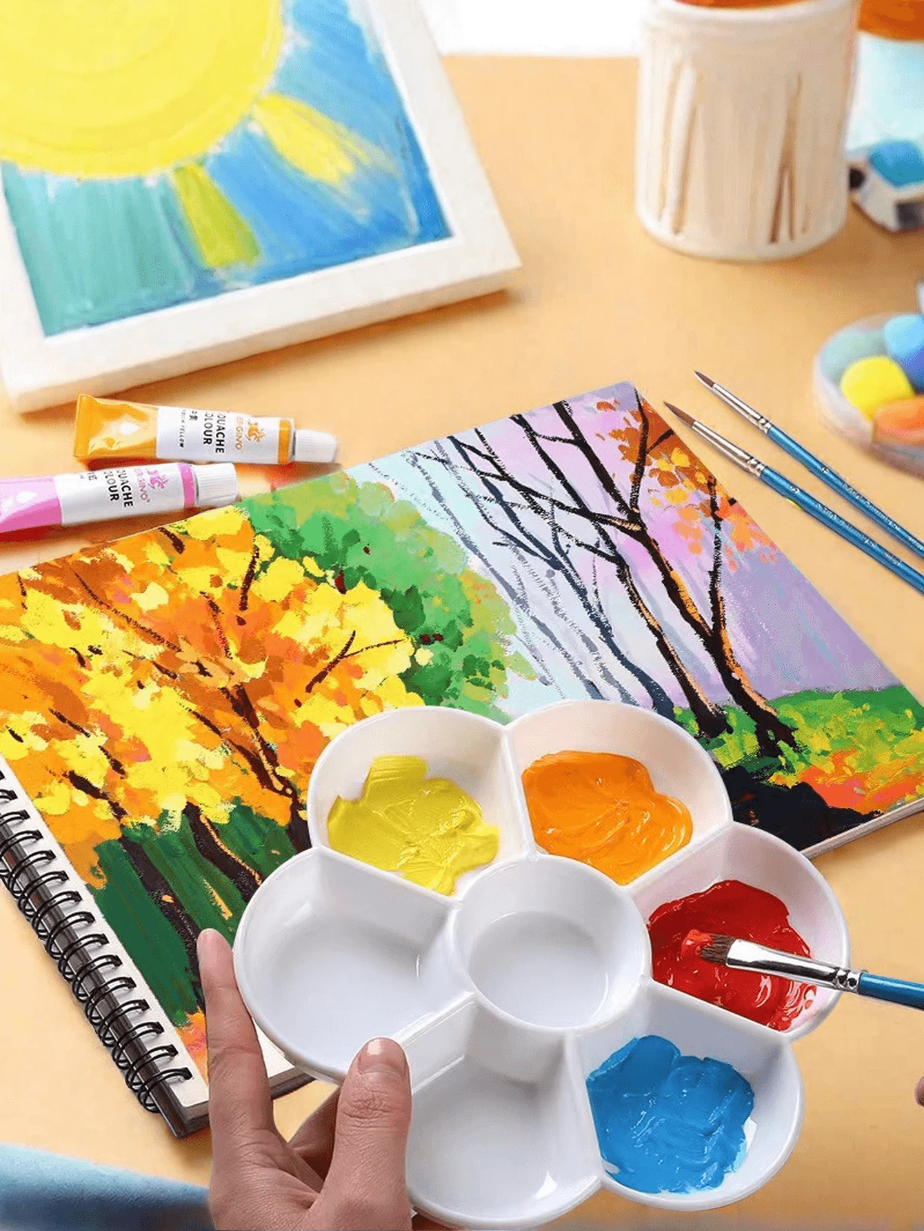 White Color Palette, Acrylic Traditional Chinese Painting Watercolor ...