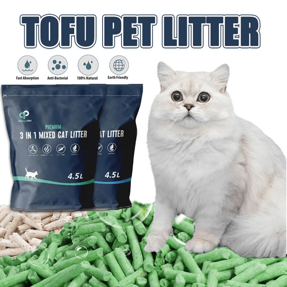 Areia de Gato para Areia Sanitária de Tofu Vegetal Residual de 4,5L ...