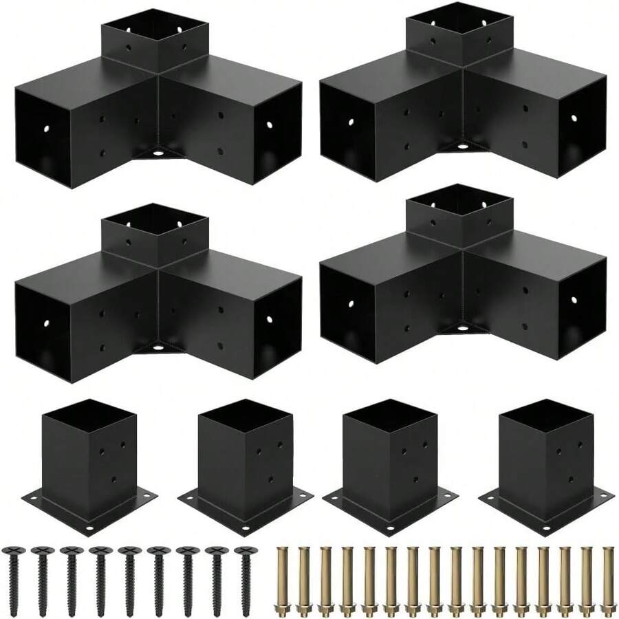 Woodwork Pergola Kit Elevated Wood Stand Kit With Steel Brackets ...