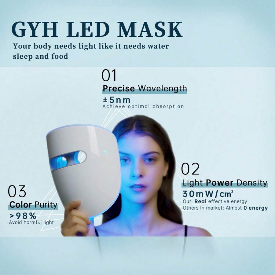 GYH FDA Cleared 8 Color Led Face Mask Light Therapy, Red Light Therapy ...