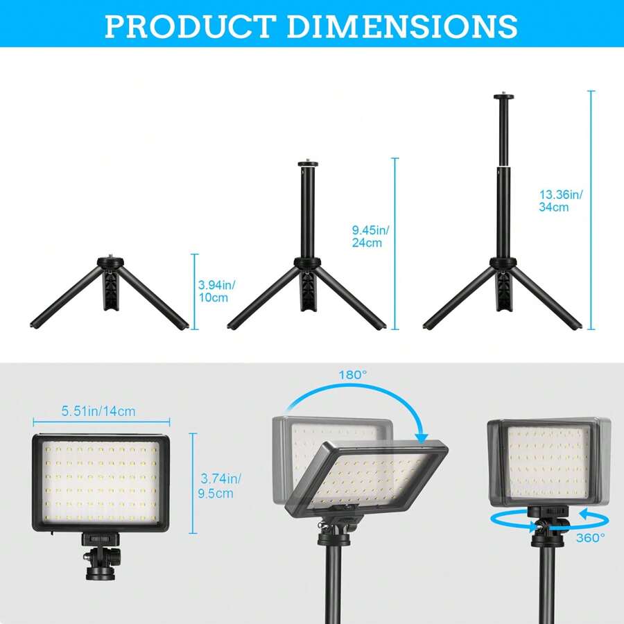 LED Video Light 2 Packs, 5600K Dimmable USB Photo Lights With Mini ...
