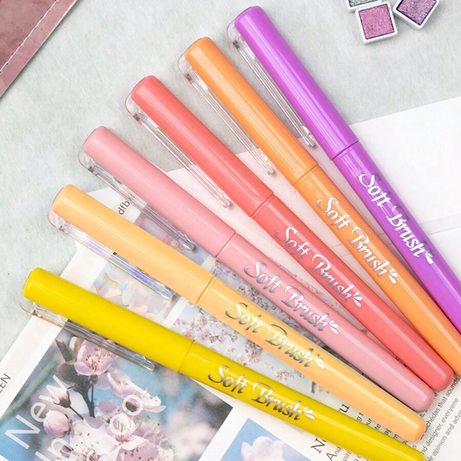GuangNa 6colors Soft Brush Pens, Practice Pens Soft Drawing Marker Ink ...