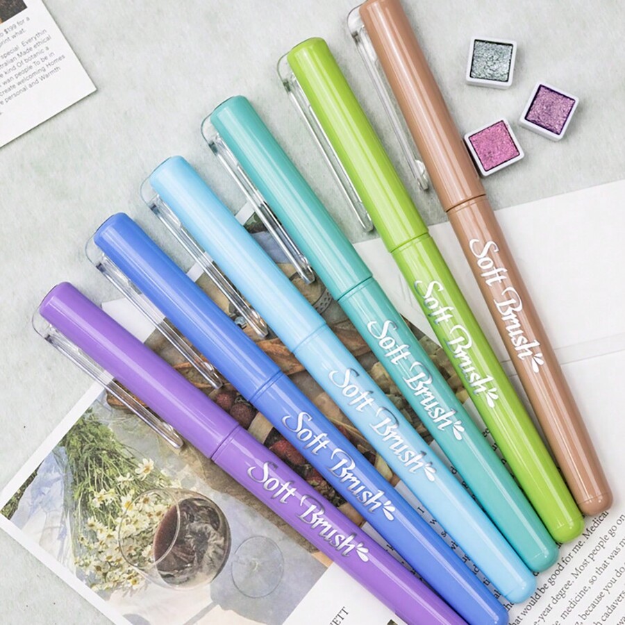 GuangNa 6colors Soft Brush Pens, Practice Pens Soft Drawing Marker Ink ...