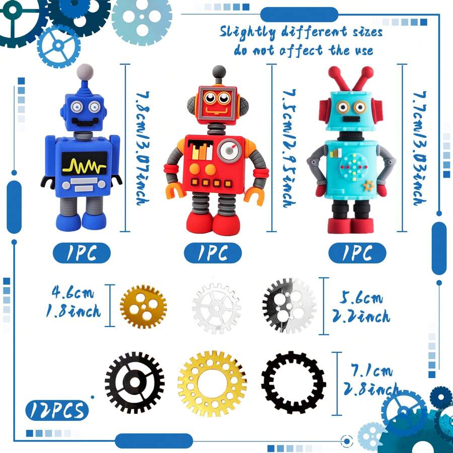 RGT Luxury Robot Costume Robot Birthday Science Cake Topper Gear Cake ...