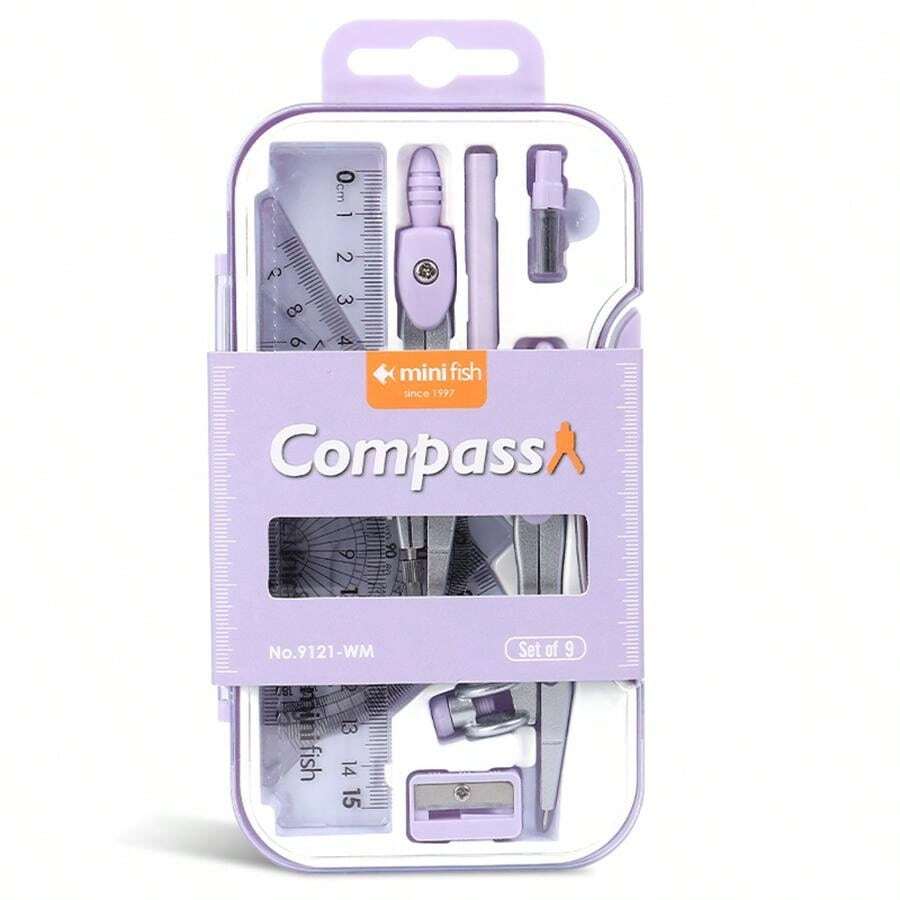 Conjunto de 9 Peças Compasso de Desenho, Régua, Ferramentas de Arte ...