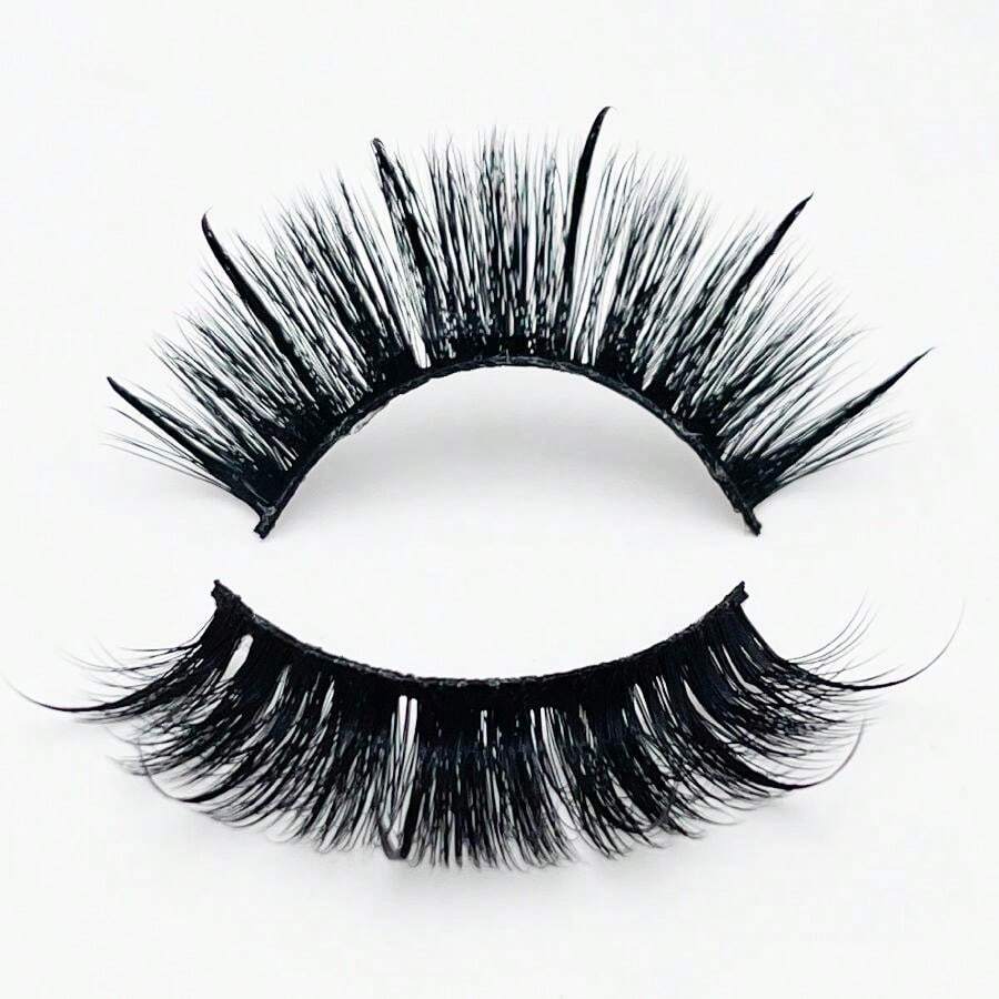 1 Pair Cruelty Free Lashes Wispy Wet Manga Lashes D Curl Faux Mink
