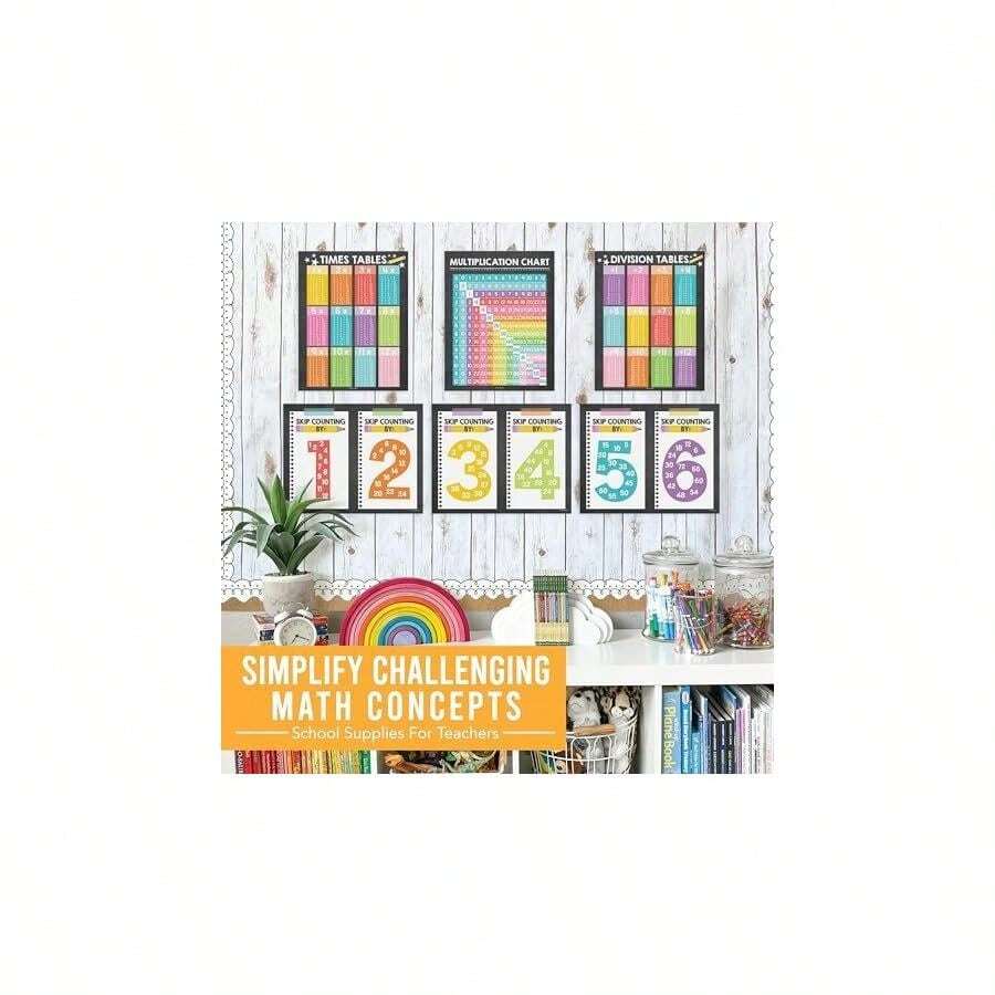 9 Colorful Multiplication Chart Poster For Wall - Multiplication Poster ...