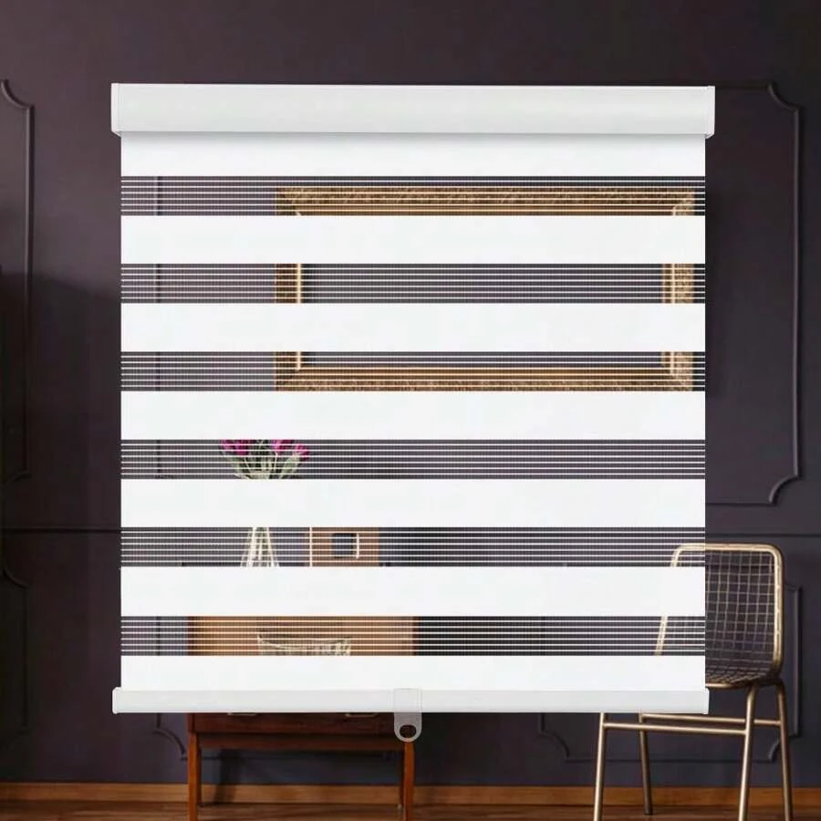 LUCKUP Cordless Zebra Blinds Shades For Windows-Dual Layer Sheer Blinds Light Control With ...