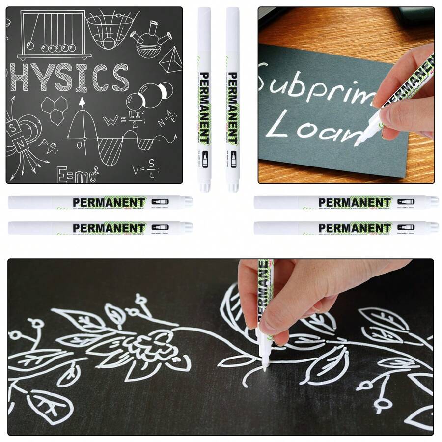 12 Pack White Paint Pen White Acrylic Permanent Marker White Mark Pens ...