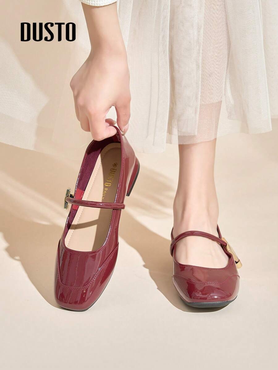 DUSTO Mary Jane Shoes New French-Style Evening Wind Shoes Red Retro ...