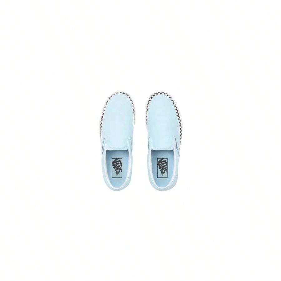 Vans Classic VN0A38F7VLS Mens Blue Check Foxing Slip On Skate Shoes ...