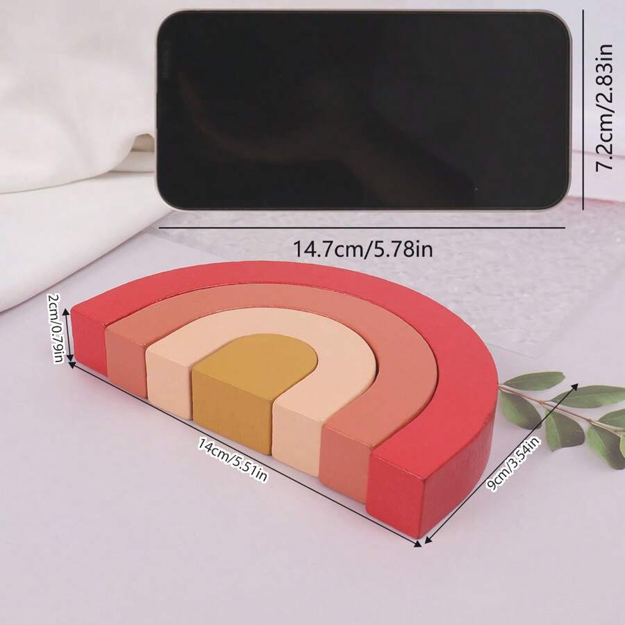 Rainbow Arch Semi-Circle Wooden Building Blocks Set, Colorful Shape ...