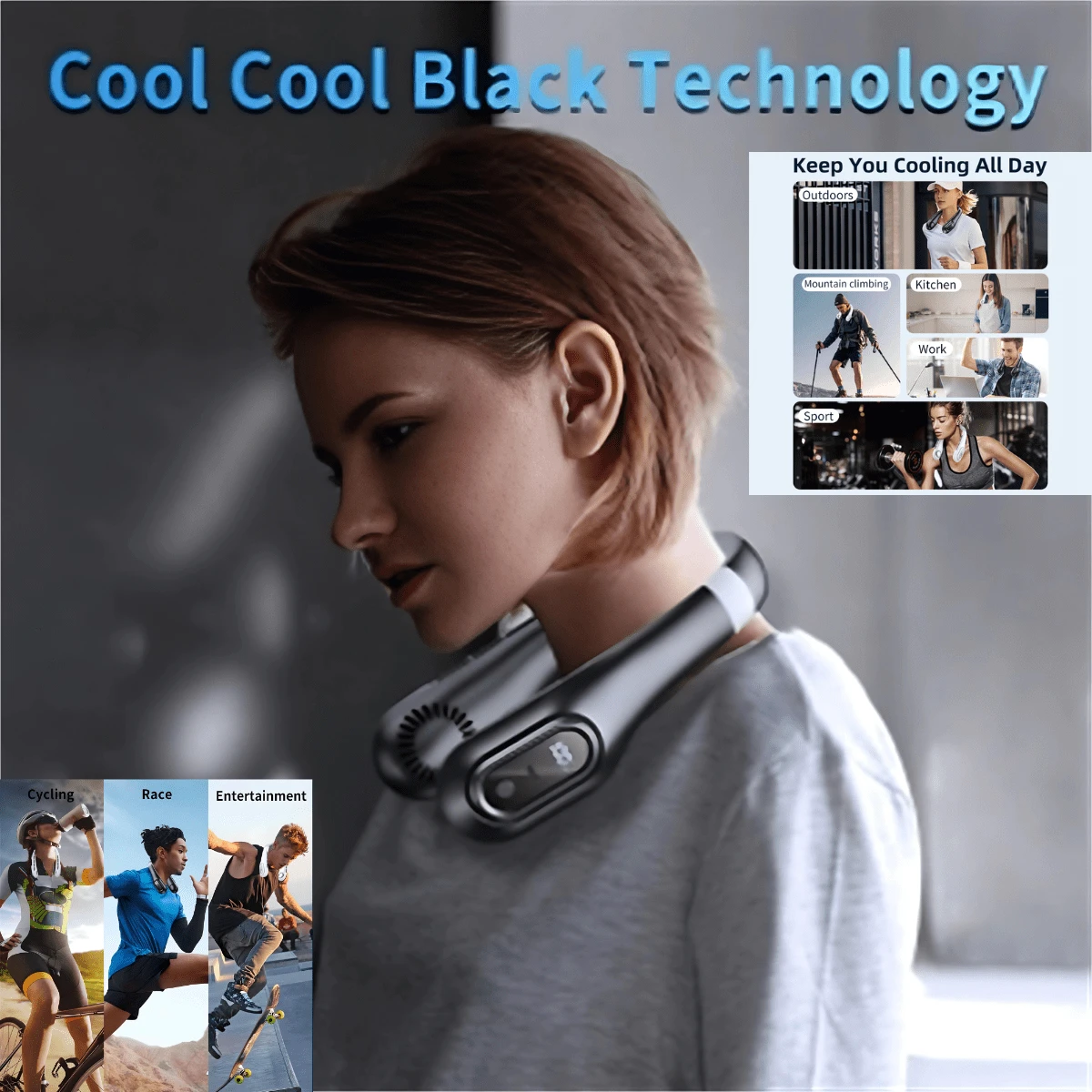 A Leafless Hanging Fan, Rechargeable USB Portable Cooling Fan With 3 ...