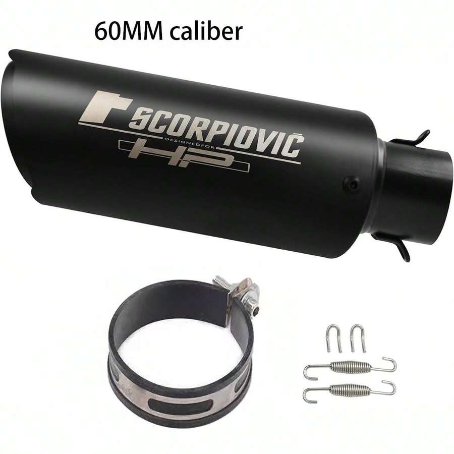 1pc Black Dual Slant Tip Motorcycle Exhaust Pipe 60mm Outlet Diameter ...