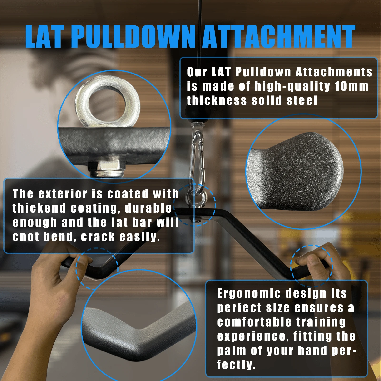 Cable Machine Attachment Curl LAT Pull Down Bar, LAT Pulldown Tricep ...