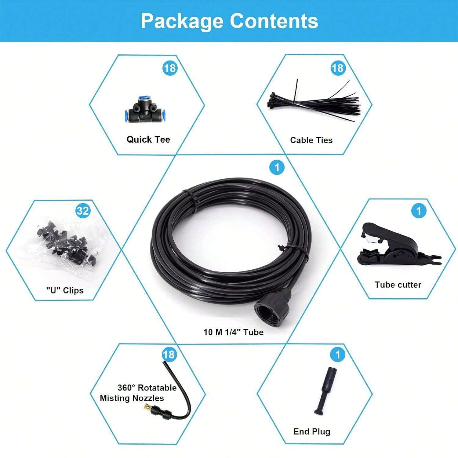 Mist Cooling System, Patio Misting System With 10 Misting Nozzles ...