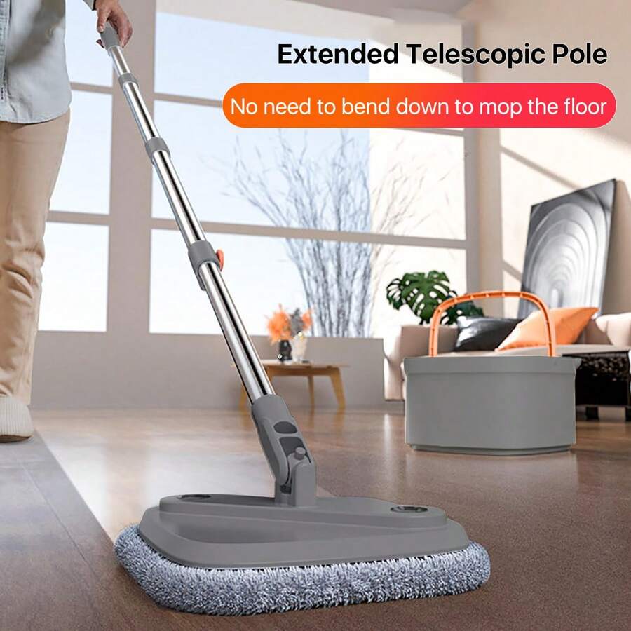 360 Spin Mop System With Dual Chamber Bucket, 4 Washable Microfiber Mop ...