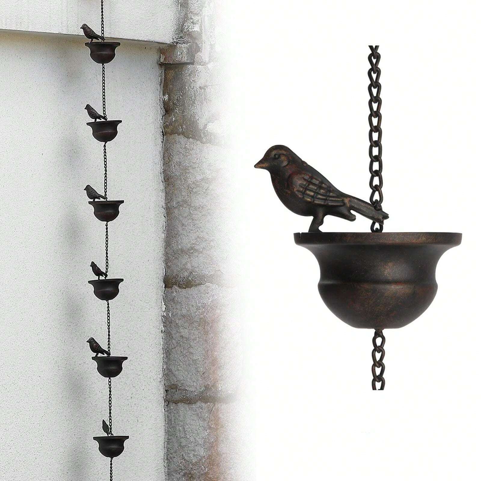 Rain Chains For Gutters, Birds On Cups Mobile Rain Chimes Gutter ...