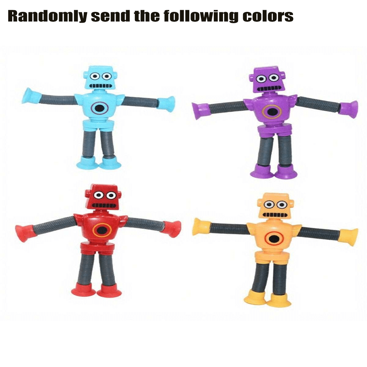 Bendable Robot Figures, 4pcs Flexible Men, Telescopic Suction Cup Robot ...