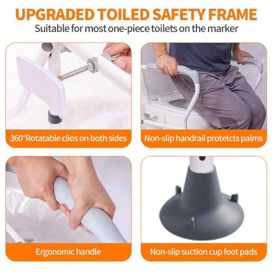 Toilet Safety Rail For Seniors With Easy Installation, Height Adjustable Toilet Safety Frame ...