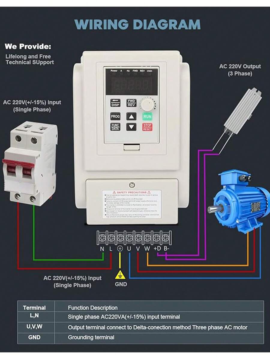 VFD Inverter AC 220V Variable Frequency Drive Single Phase To 3 Phase Converter For Spindle ...