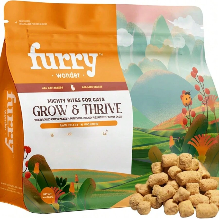 [4 Pac] FURRY WONDER Cat Food, Freeze Dried Raw, Lamb And Chicken, 16 ...