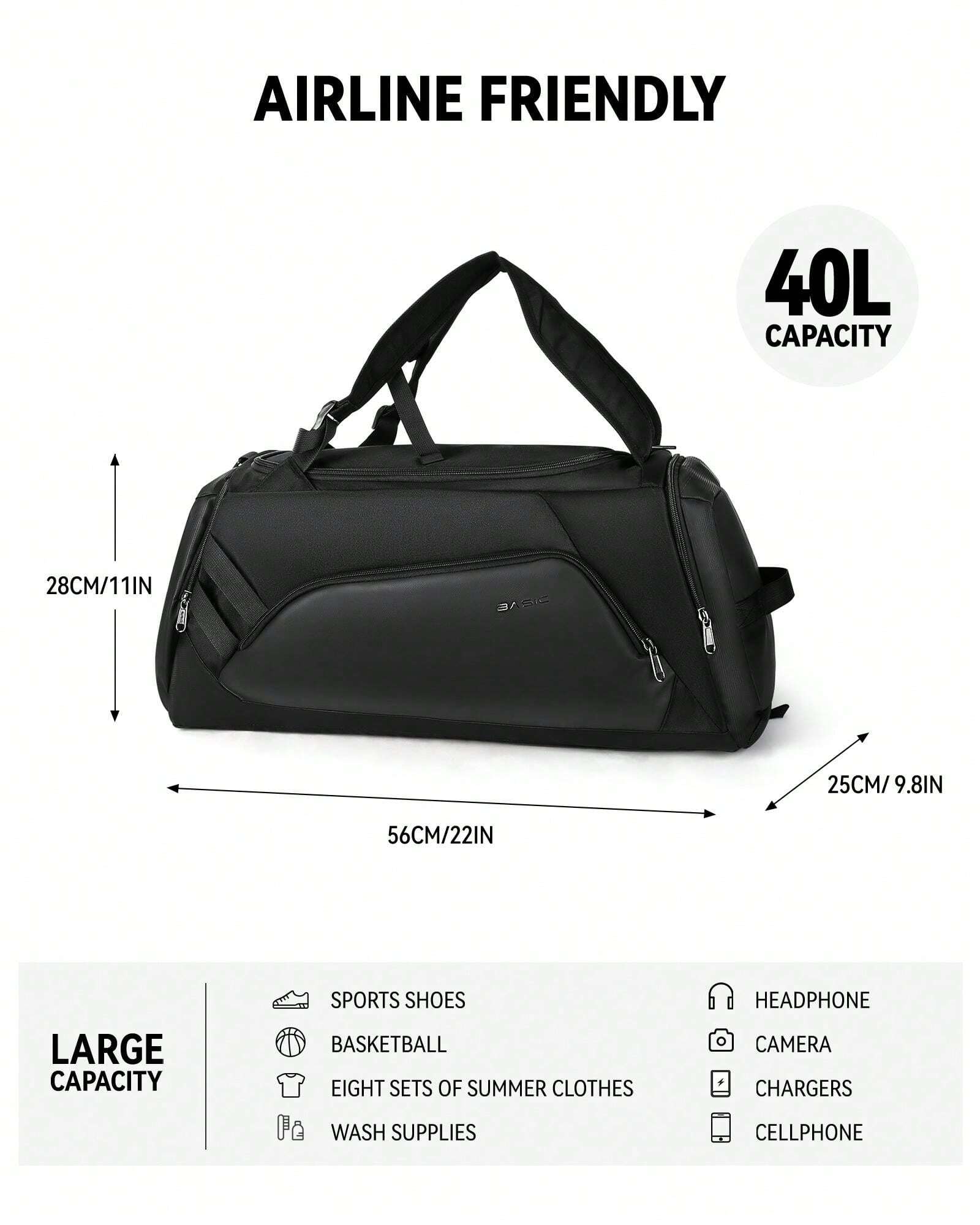 40L Large Capacity Gym Duffel Bag For Women And Men, Small For Sports ...