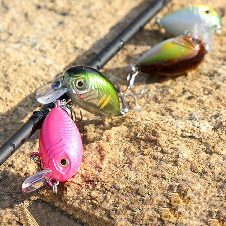 LETOYO 3.7g 32mm Mini Fat Blackfish Fishing Lure With Rattle, Curved ...