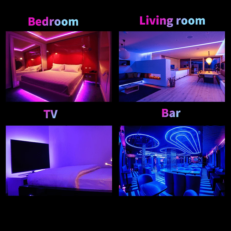 Luces LED Phantom de 16 pies / 5 metros y 30 núcleos con sincronización de música y cambio de ...