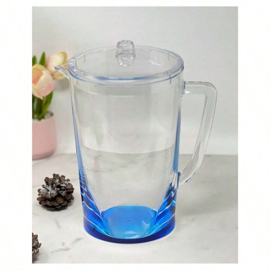 2.75 Quarts Water Pitcher With Lid, Oval Halo Design Unbreakable ...