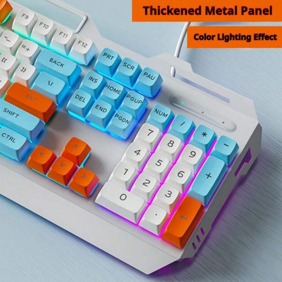 EWEADN GX90 Computer Gaming Membrane Keyboard 104 Keys White Backlit ...