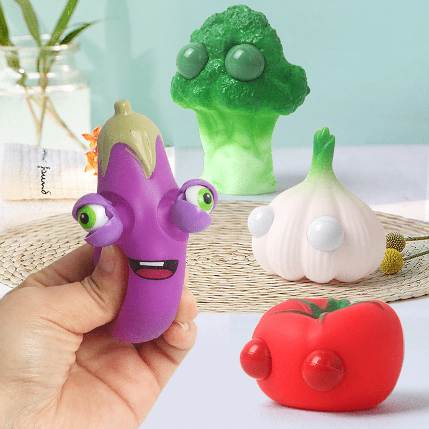 Realistic Vegetable Pop Out Eye Squeeze Toy, Creative Anti-Stress ...
