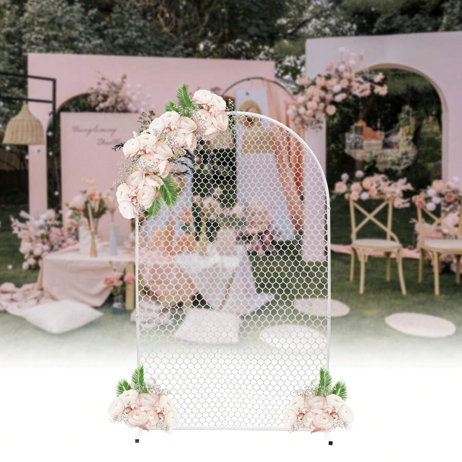 120X200cm/W47 X H78 Inch White Wedding Arch Stand Mesh Frame Backdrop ...