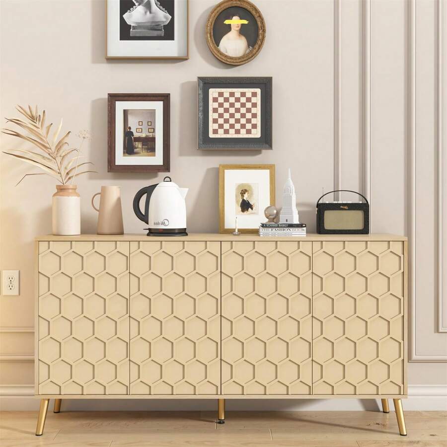 Accent Cabinet With Doors Mid Century Modern Sideboard Buffets Cabinet ...